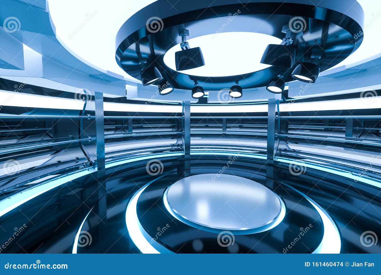 Circular Technological Structure Building, 3d Rendering Stock ...