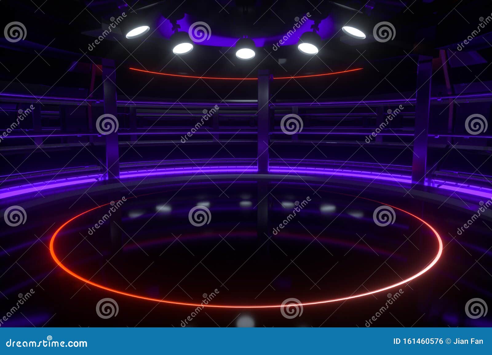 Circular Technological Structure Building, 3d Rendering Stock ...