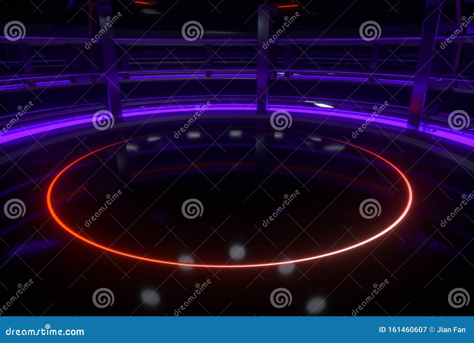 Circular Technological Structure Building, 3d Rendering Stock ...