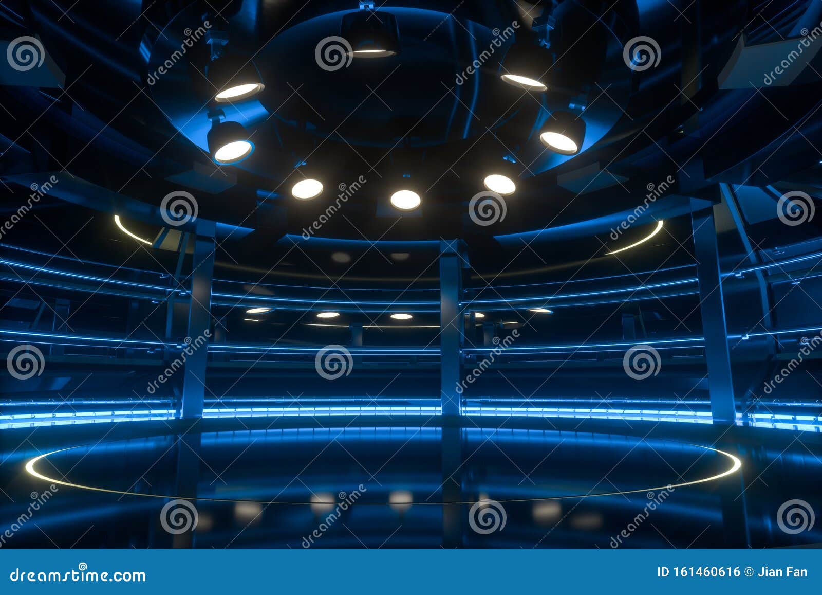 Circular Technological Structure Building, 3d Rendering Stock ...