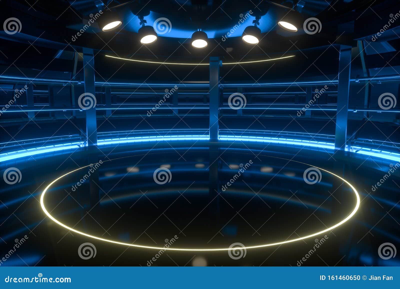 Circular Technological Structure Building, 3d Rendering Stock ...
