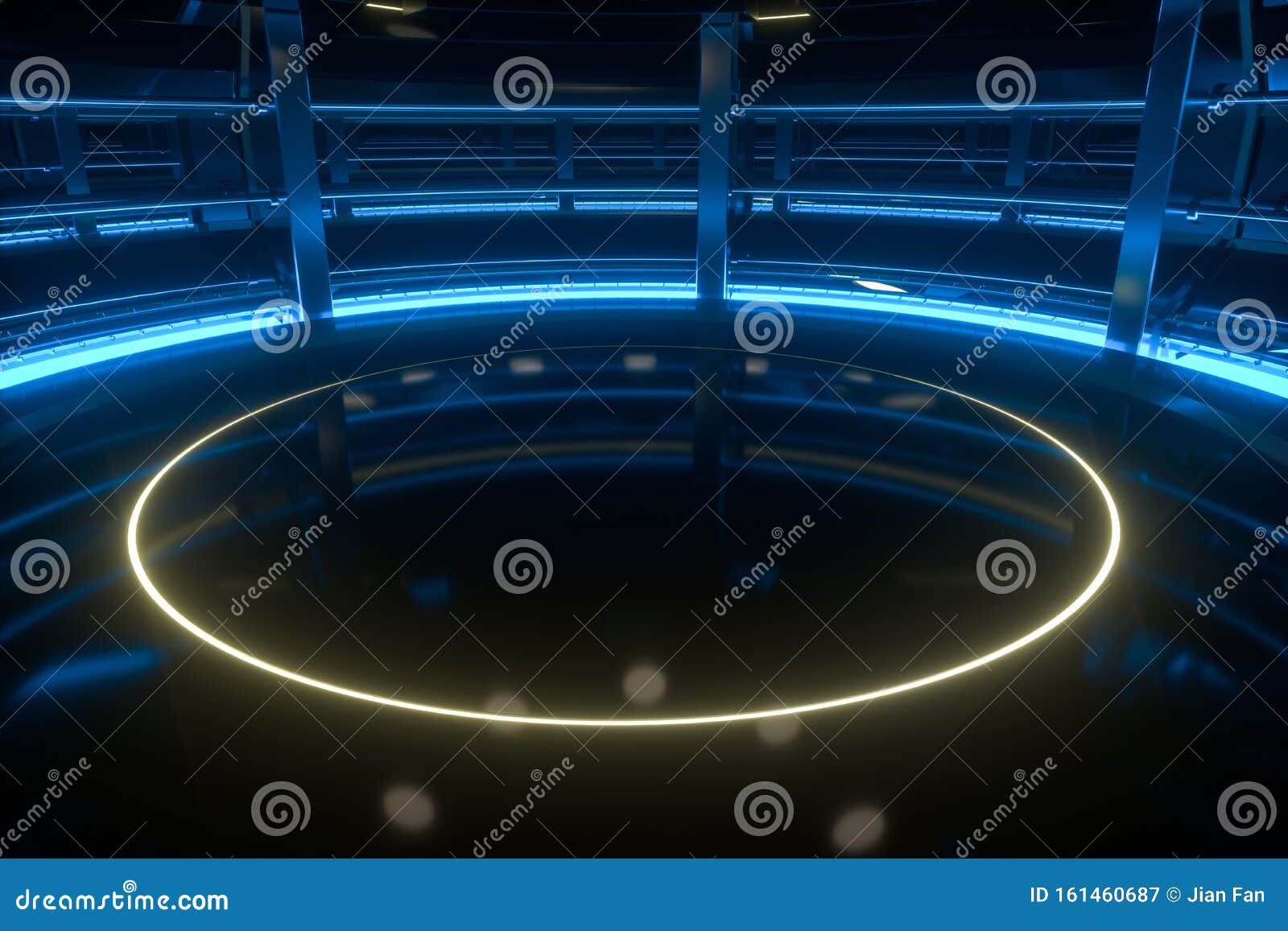 Circular Technological Structure Building, 3d Rendering Stock ...