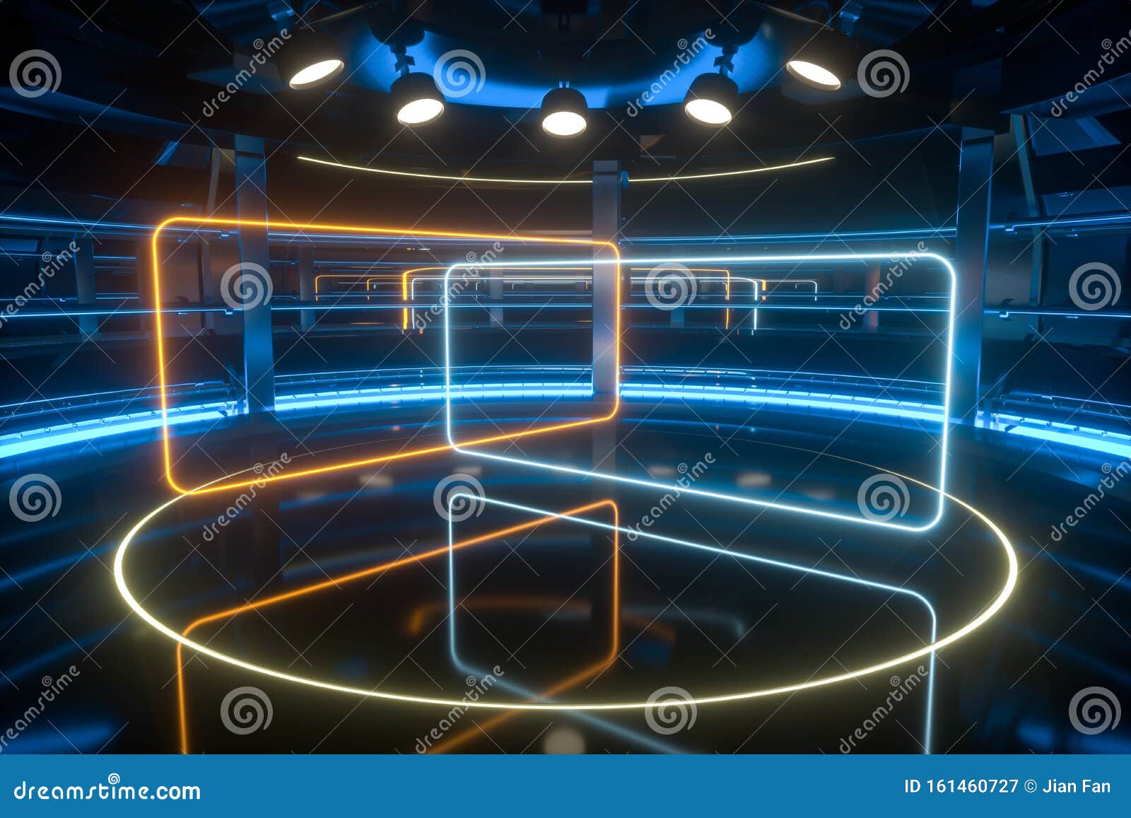 Circular Technological Structure Building, 3d Rendering Stock ...