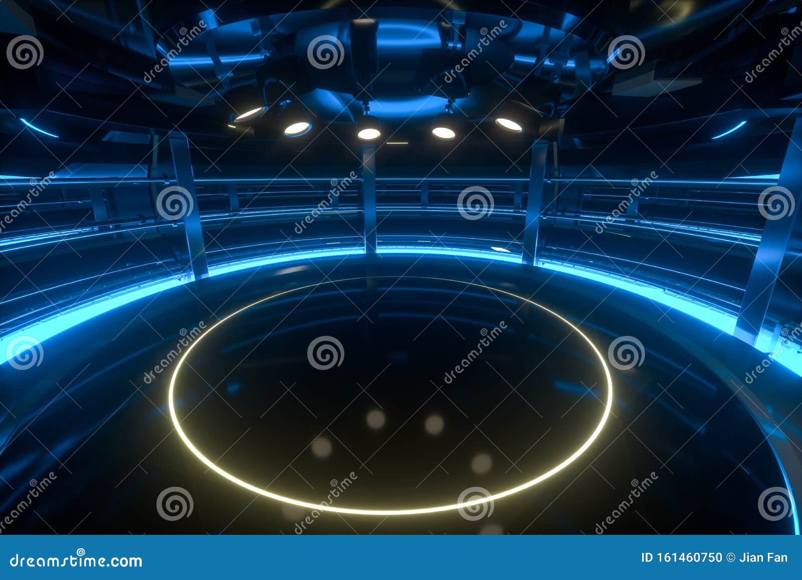 Circular Technological Structure Building, 3d Rendering Stock ...