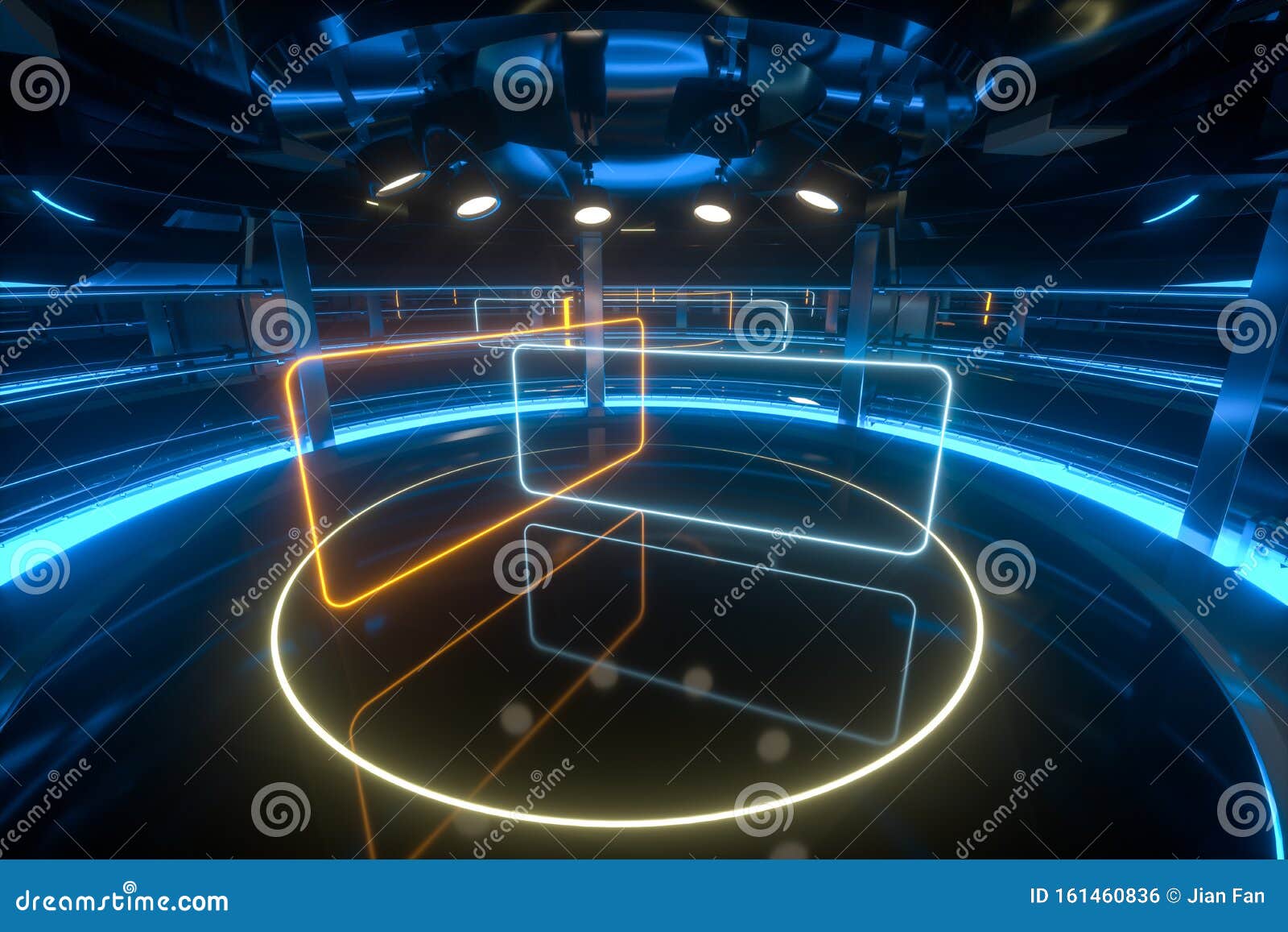 Circular Technological Structure Building, 3d Rendering Stock ...