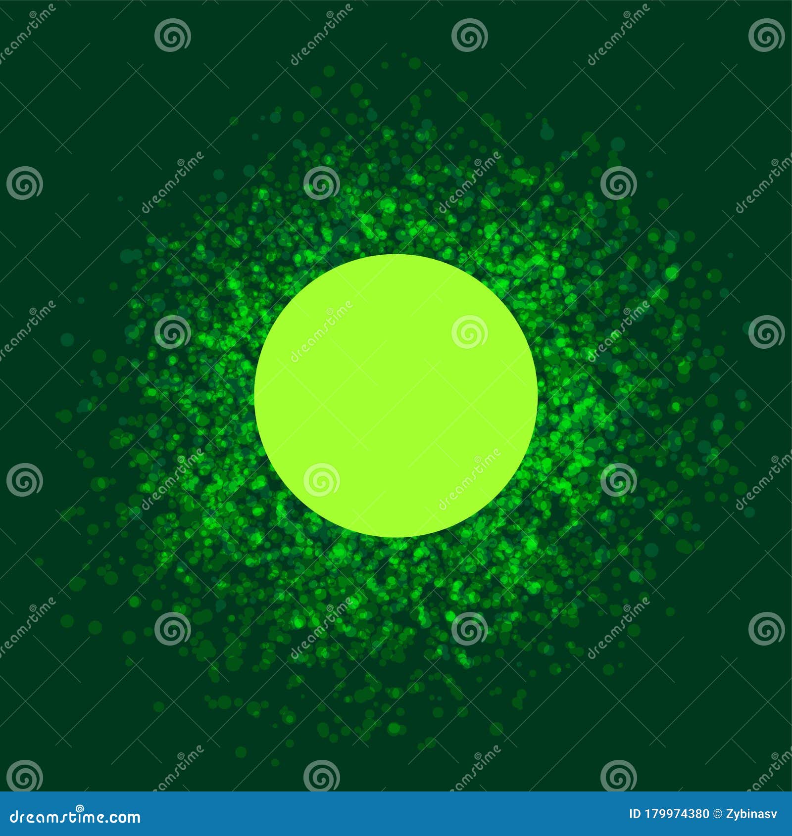 Circular Template with Place for Text. Green Texture from Many Dots ...