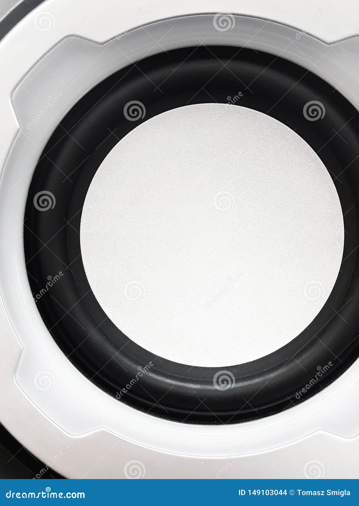 Circular Texture of a Blank White Loudspeaker. Subwoofer Macro, Closeup ...