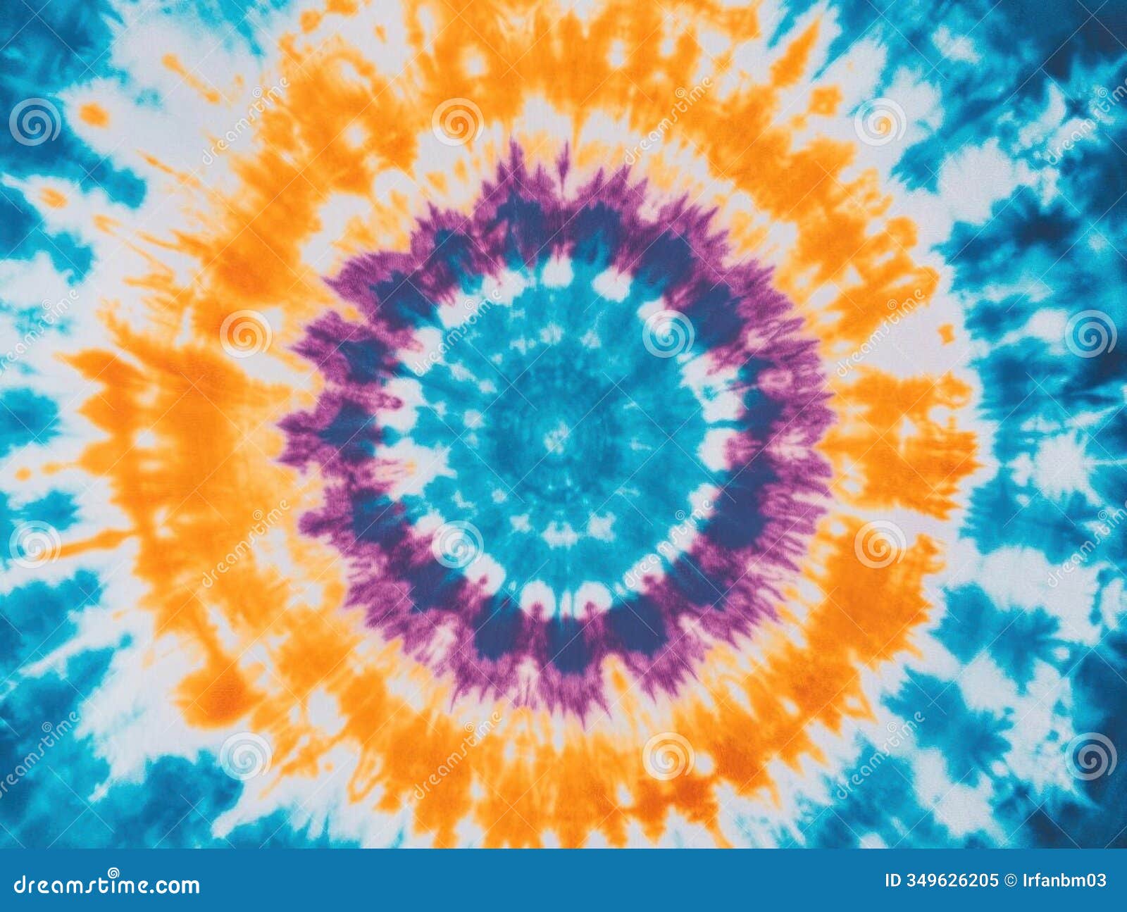 Circular Tie Dye Pattern with Blue, Orange, and Purple Colors - a ...