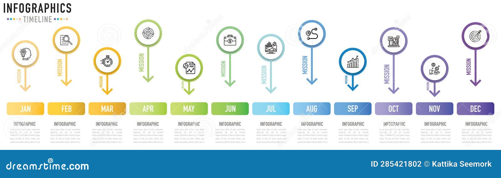 Circular Timeline 12 Months Infographic for Business Presentation Stock ...