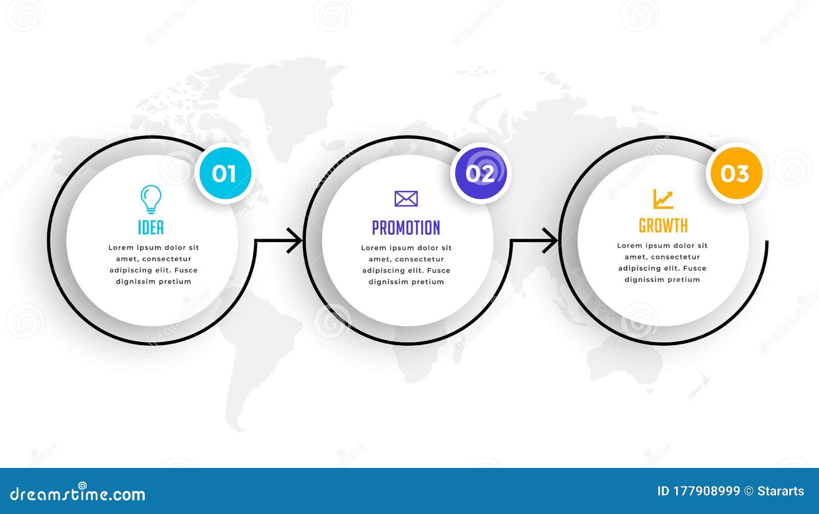 Circular Timeline Three Steps Infographics Template Design Stock Vector ...