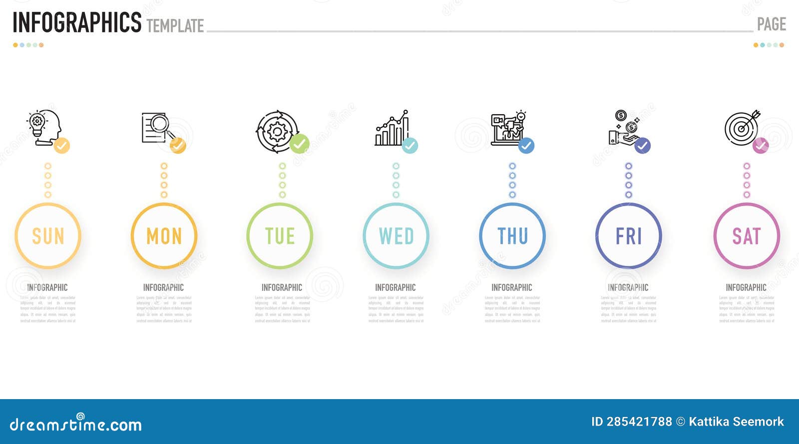 Circular Weekly Schedule Infographic for Business Presentation Stock ...