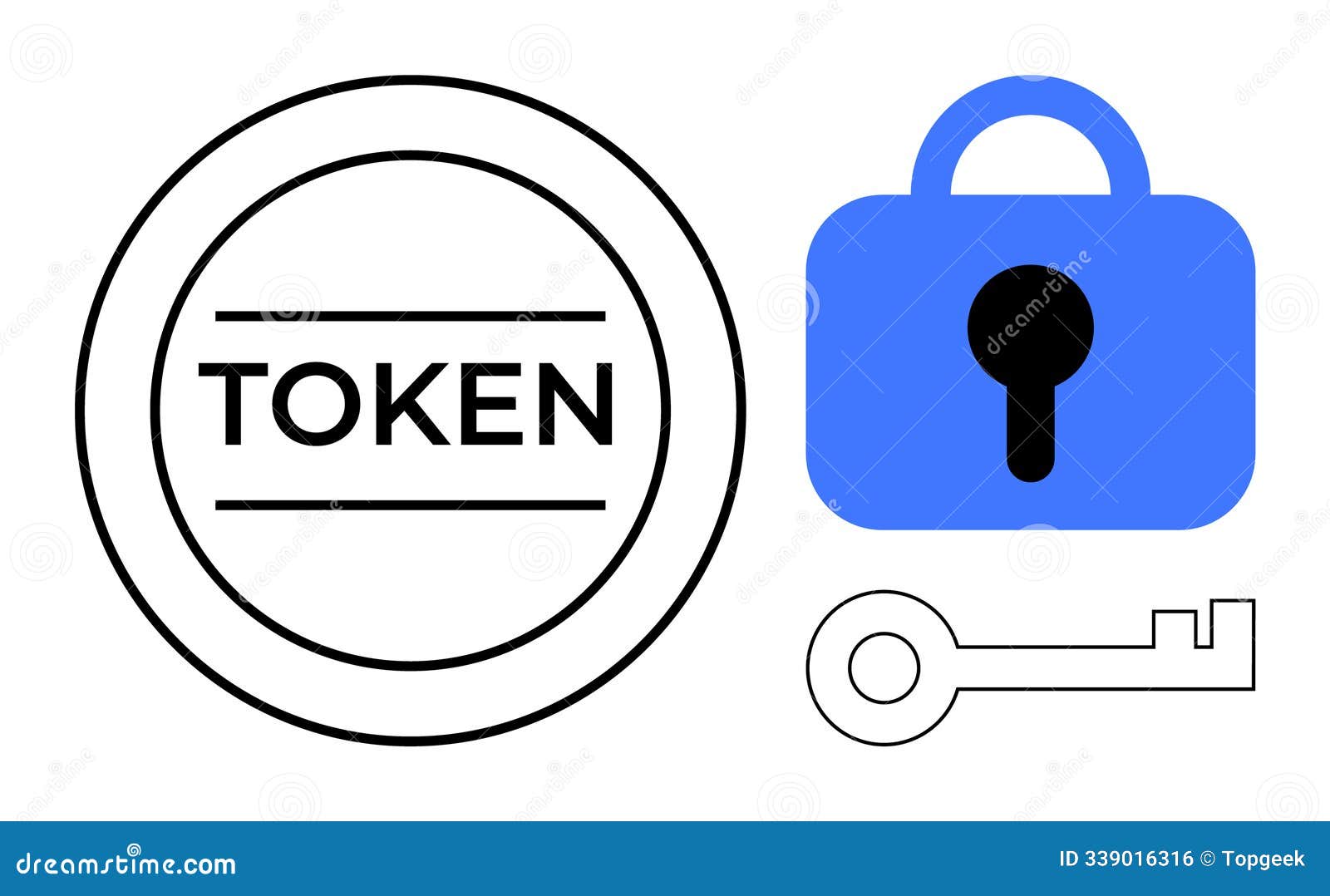 Token with Lock and Key Representation on Minimalist Design Stock ...