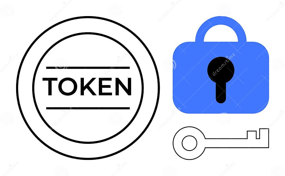 Token with Lock and Key Representation on Minimalist Design Stock ...