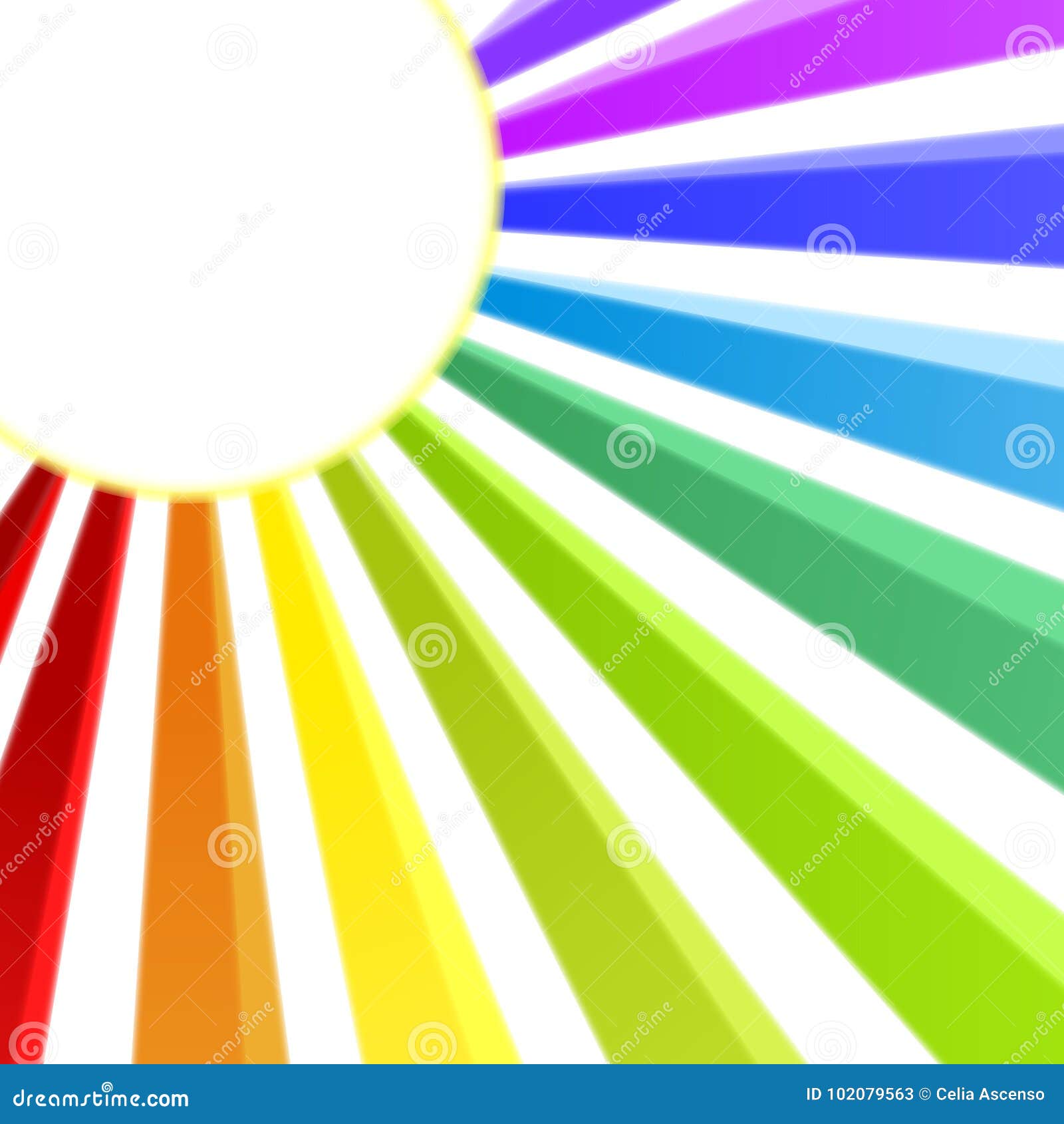 Rainbow Rays Sun Round Frame Stock Illustration - Illustration of light ...
