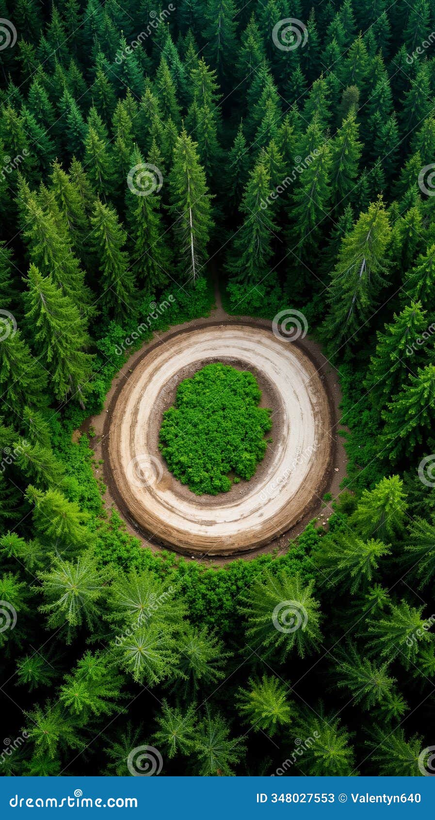 A Circular Tree in the Middle of a Forest Stock Image - Image of trail ...