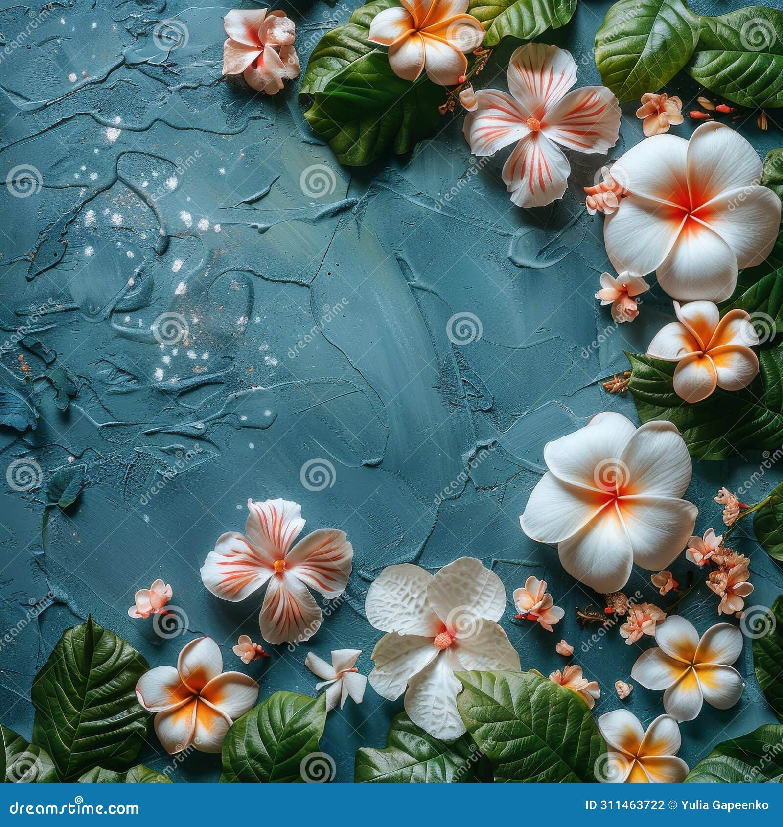 Circular Tropical Arrangement of Leaves and Flowers Stock Photo - Image ...