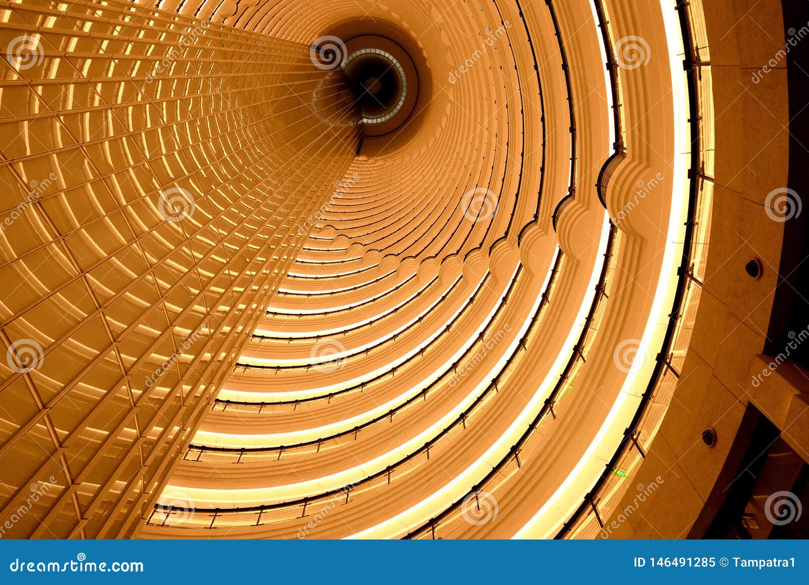Circular Tunnel Ceiling in Architecture Structure of Contemporary Hotel ...