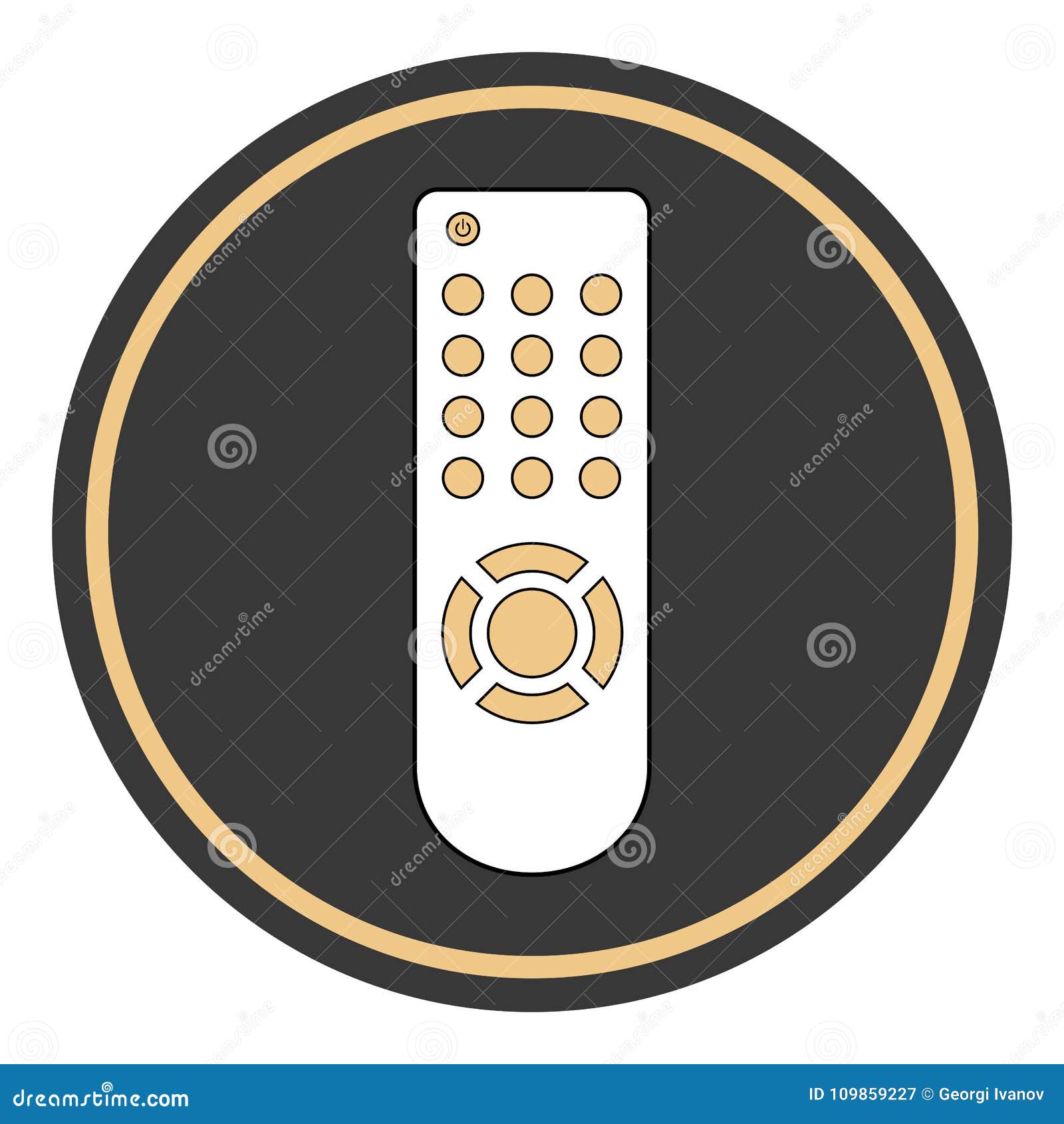 Circular TV Remote White and Beige Icon Stock Vector - Illustration of ...