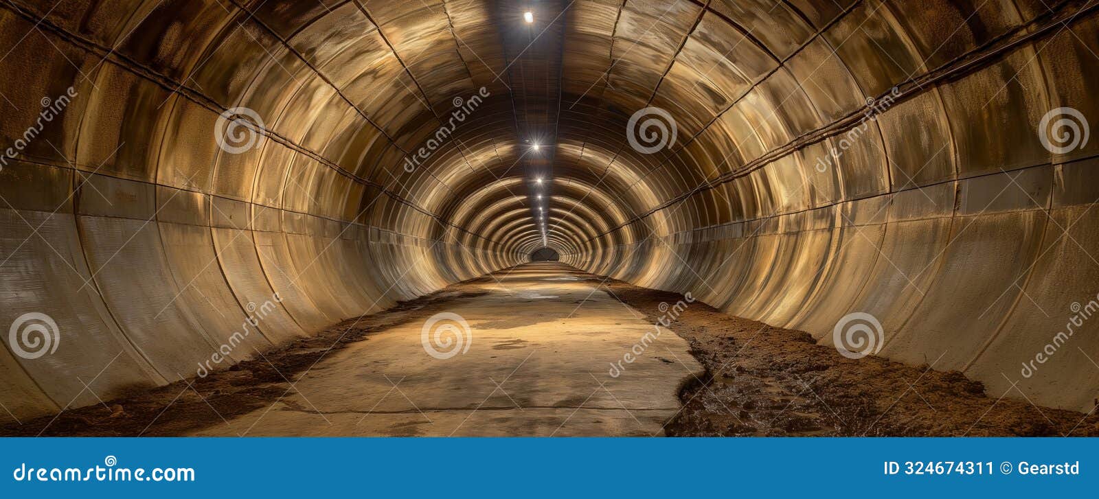 Circular Underground Tunnel Illuminated by Soft Lights Stock Image ...