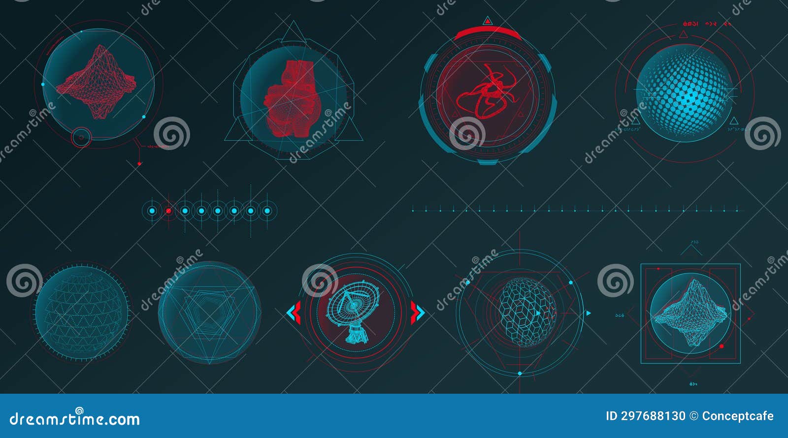 Circular Vector Infographic Elements for Sci-fi Interface. Stock Photo ...