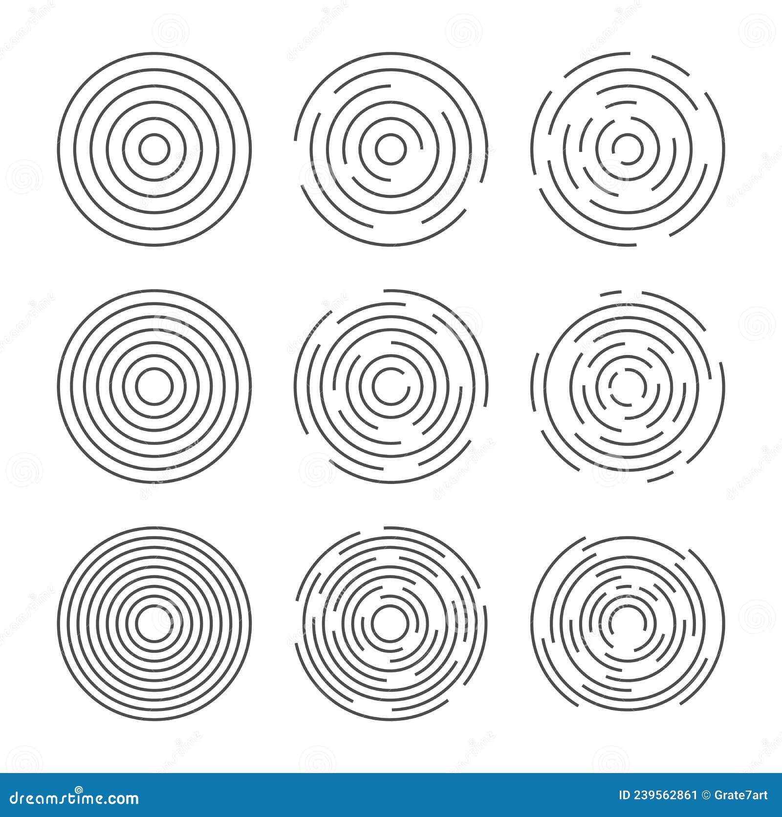 Circular Vector Lines, Circle Concentric Pattern Design. Round Graphic ...