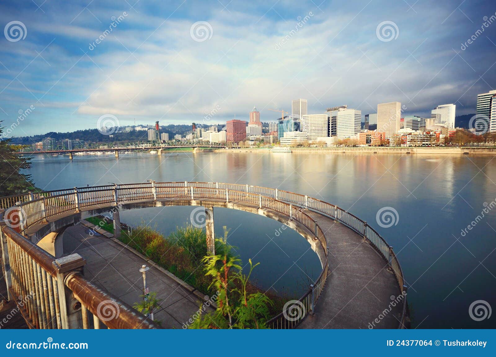 Circular Walkway On Portland Eastbank Esplanade Stock Photo ...