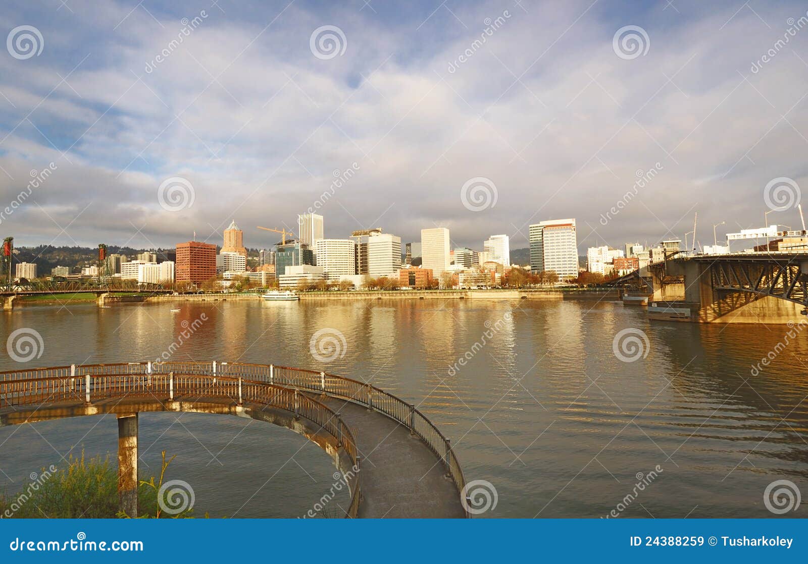 Circular Walkway On Portland Eastbank Esplanade Stock Photo ...