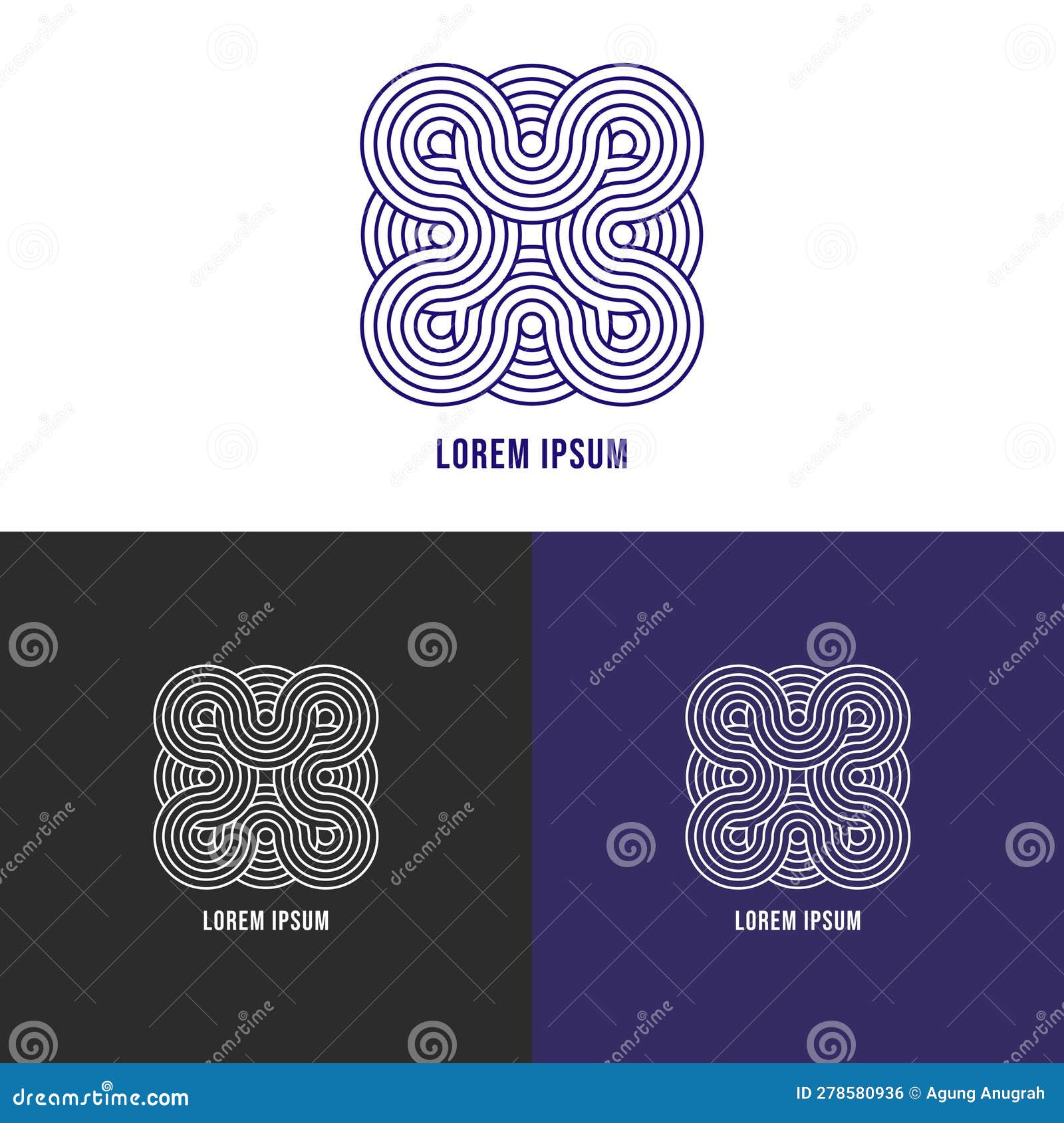 Circular Wavy Line Logo Design Stock Vector - Illustration of family ...