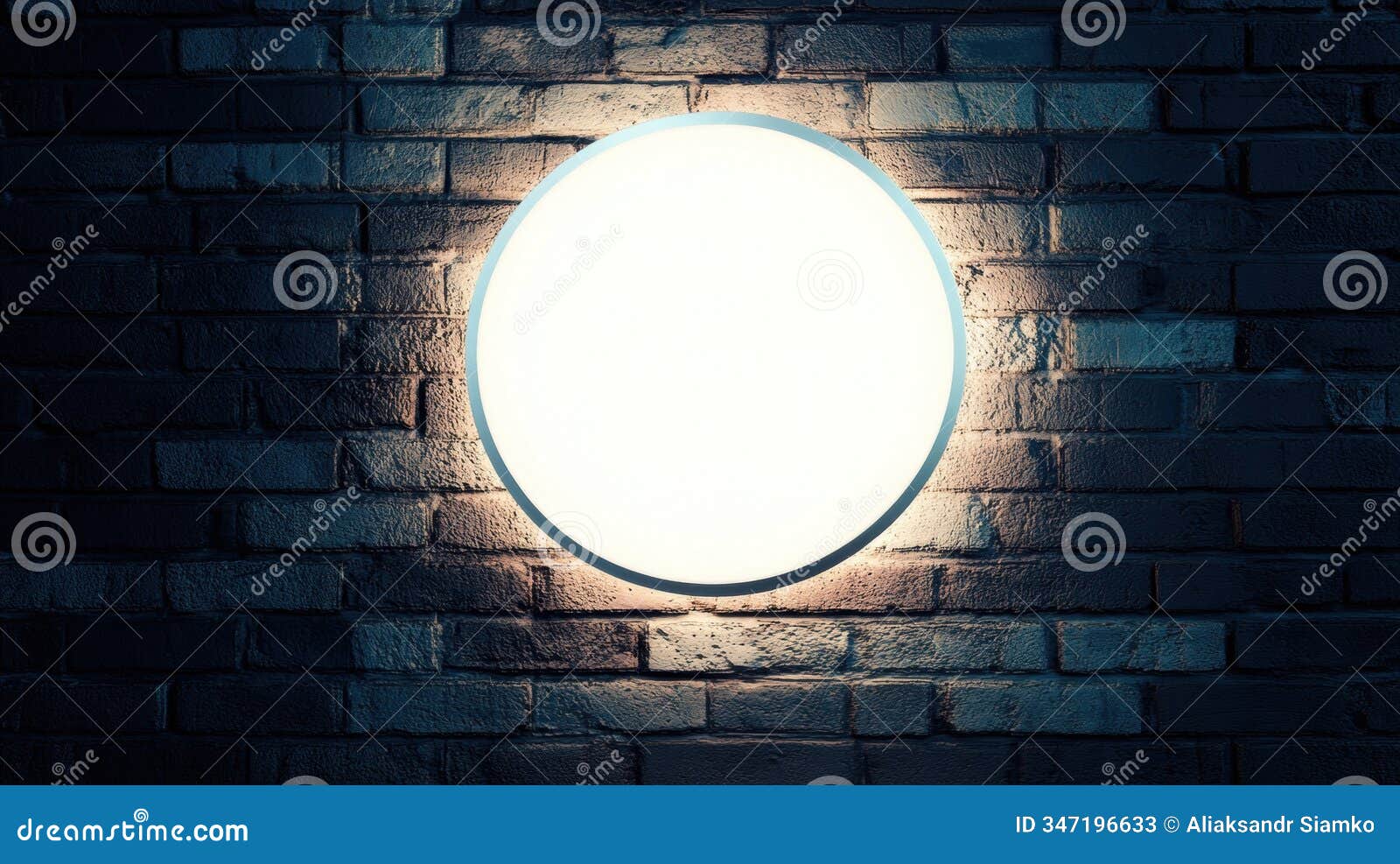 Circular White Lightbox on Dark Brick Wall for Ambient Lighting ...