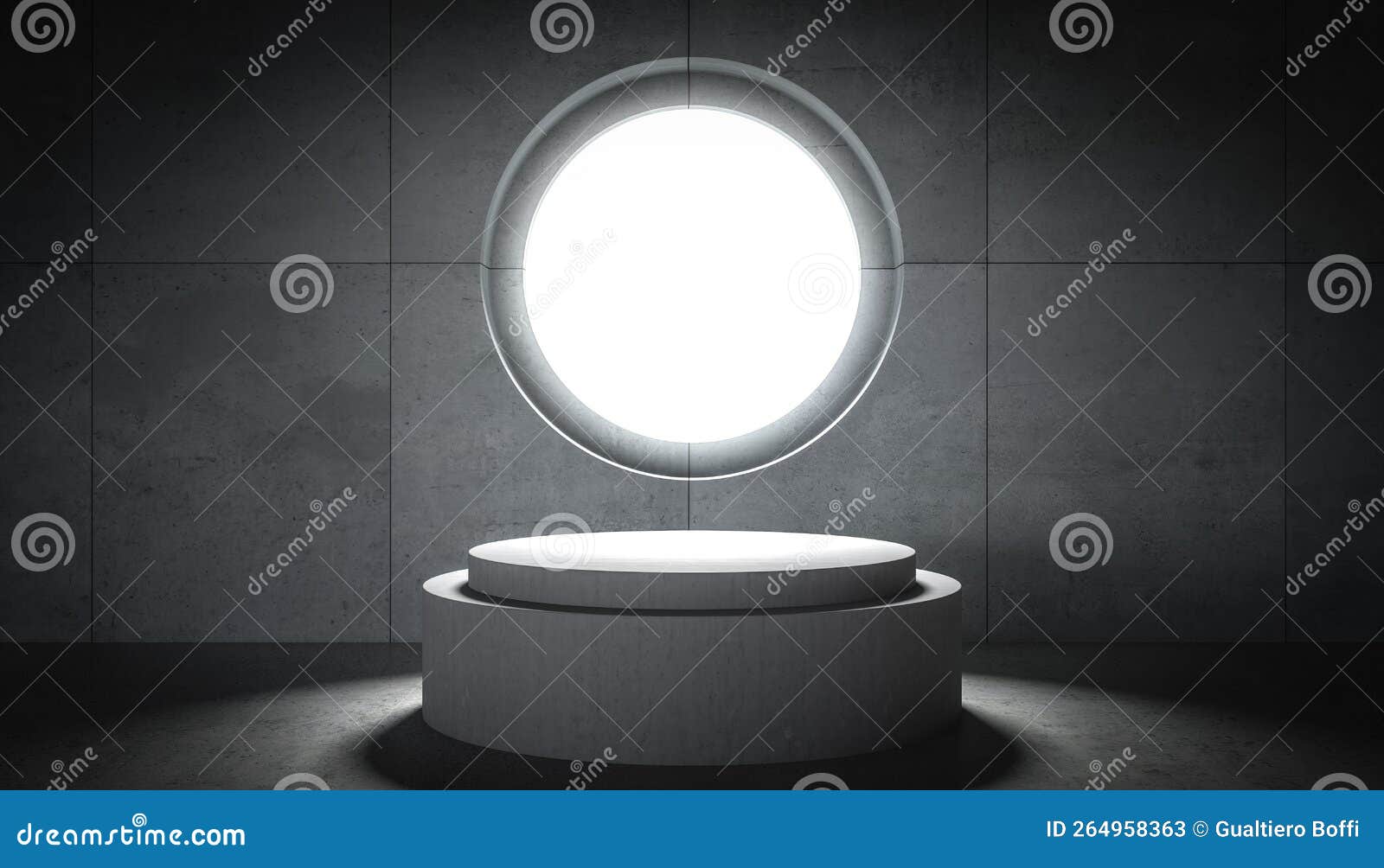 Circular Window and Concrete Podium Stock Illustration - Illustration ...