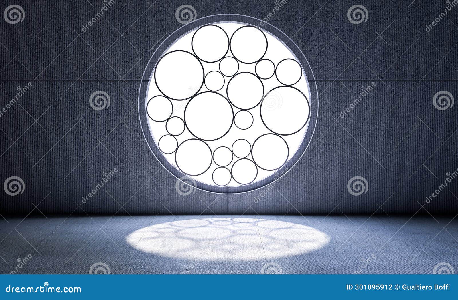 Circular Window with Concrete Wall and Circular Pattern Stock ...