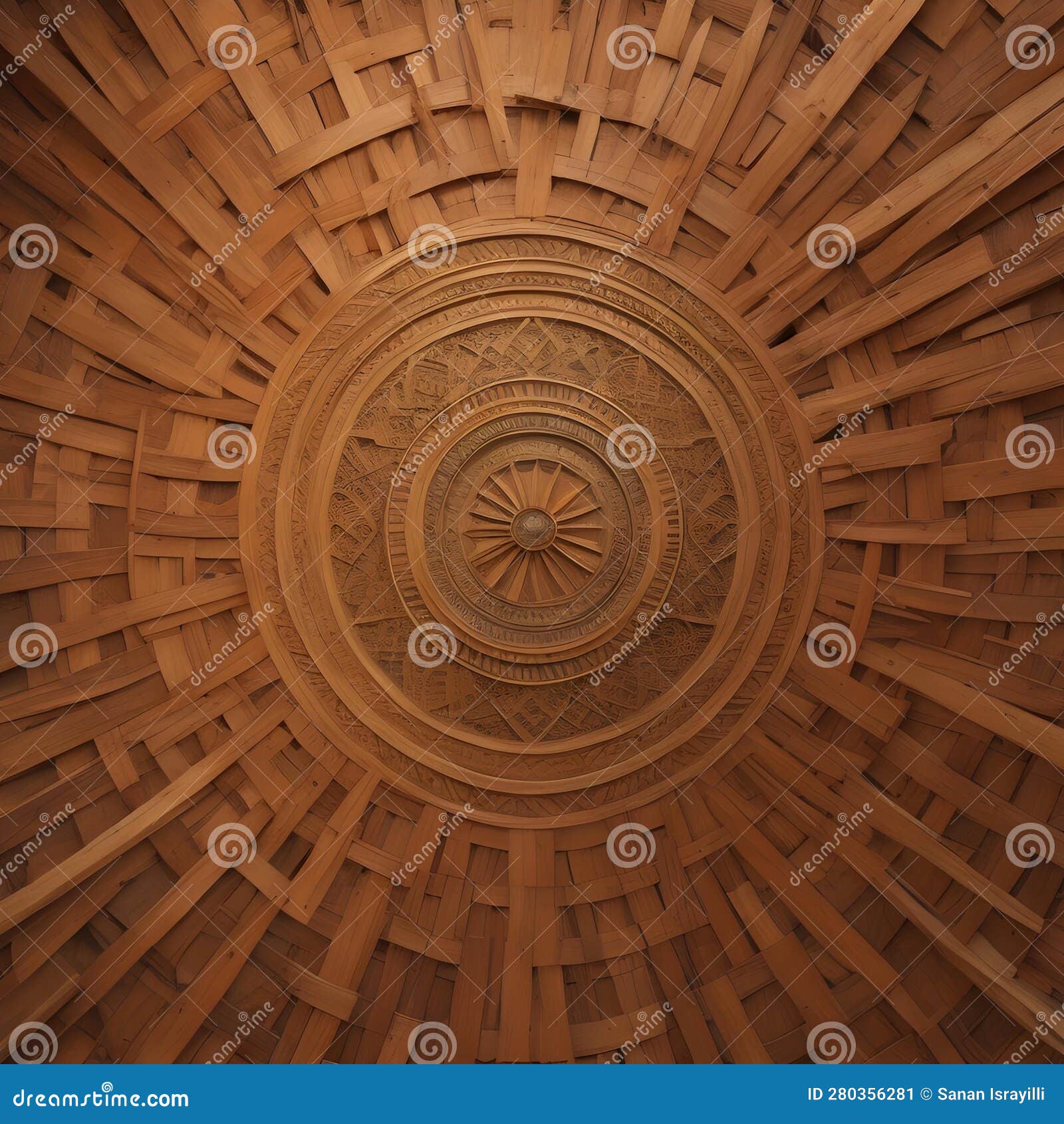 A Circular Wooden Ceiling with a Circular Pattern. Generative Ai Stock ...