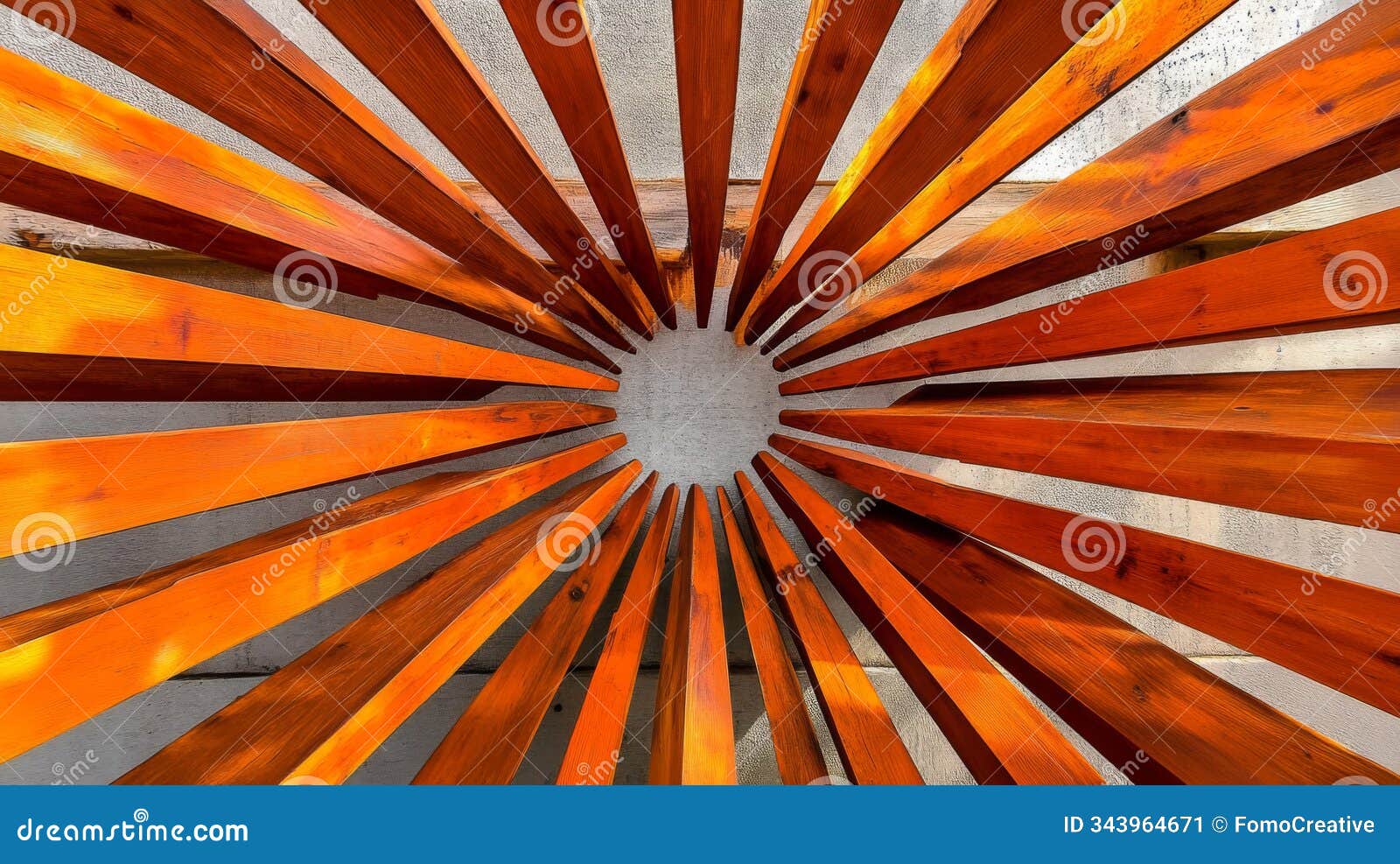 A Circular Wooden Structure Creates a Sunburst Pattern Stock ...