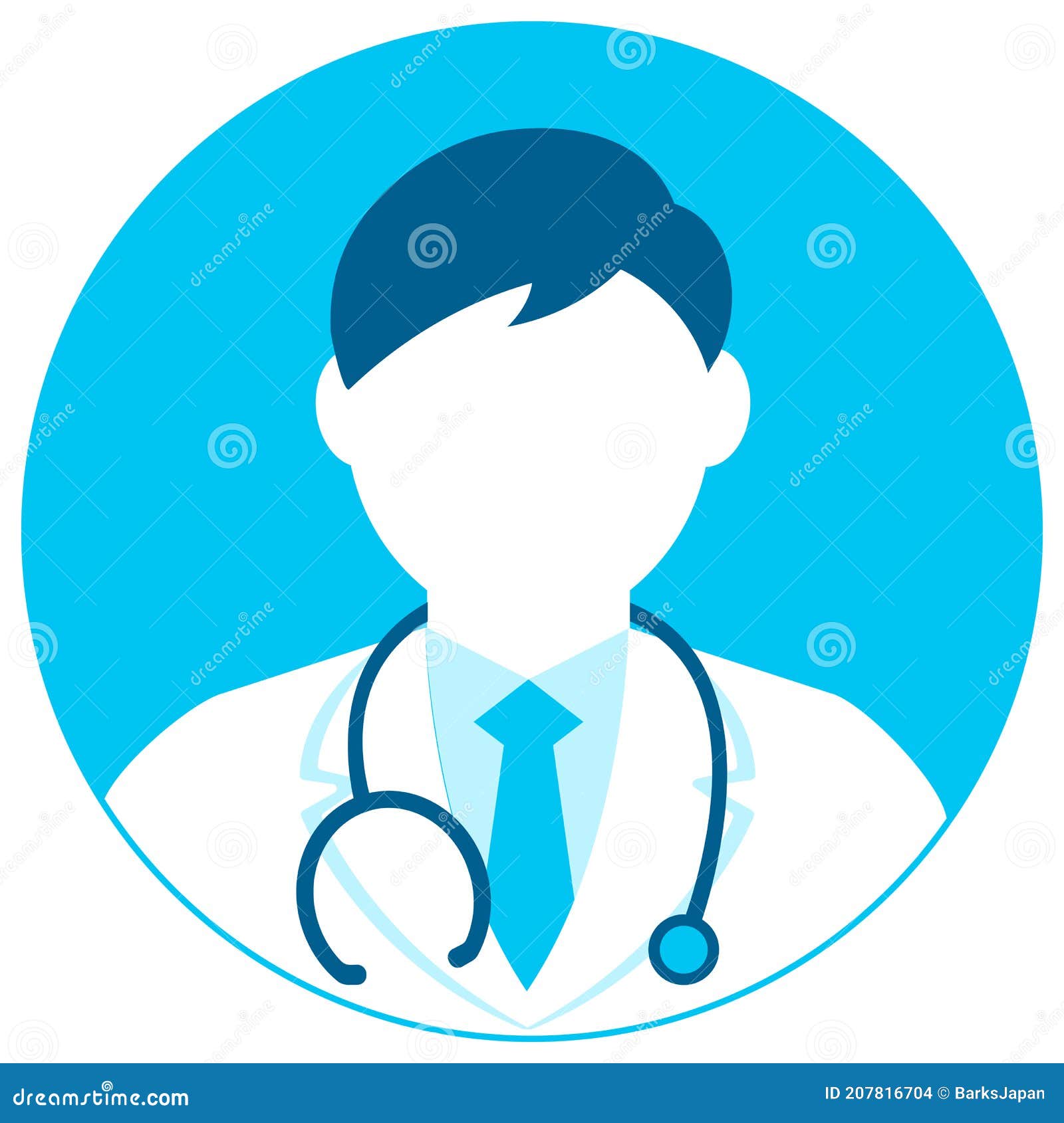 Circular Worker Avatar Icon Illustration Upper Body / Doctor Stock ...