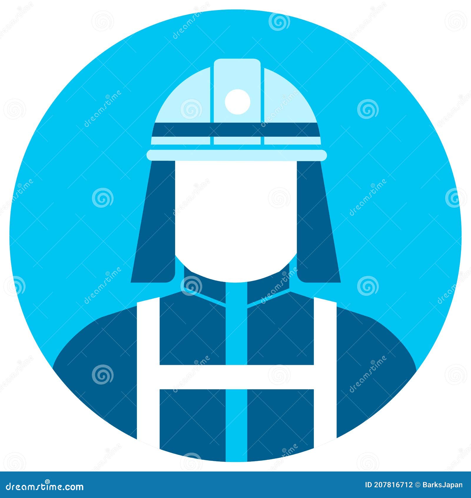 Circular Worker Avatar Icon Illustration Upper Body / Blue Collar ...