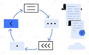 Circular Workflow with Document and Checkmark for Process Management ...