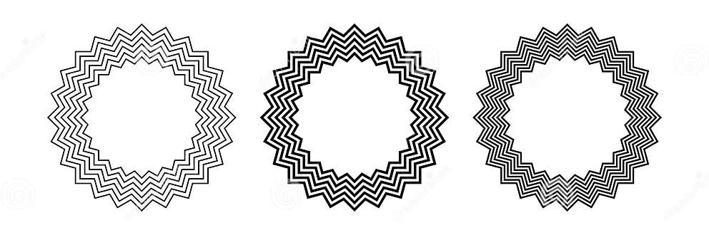 Circular Zig Zag Lines Patterns for Decorative Round Frames Stock ...