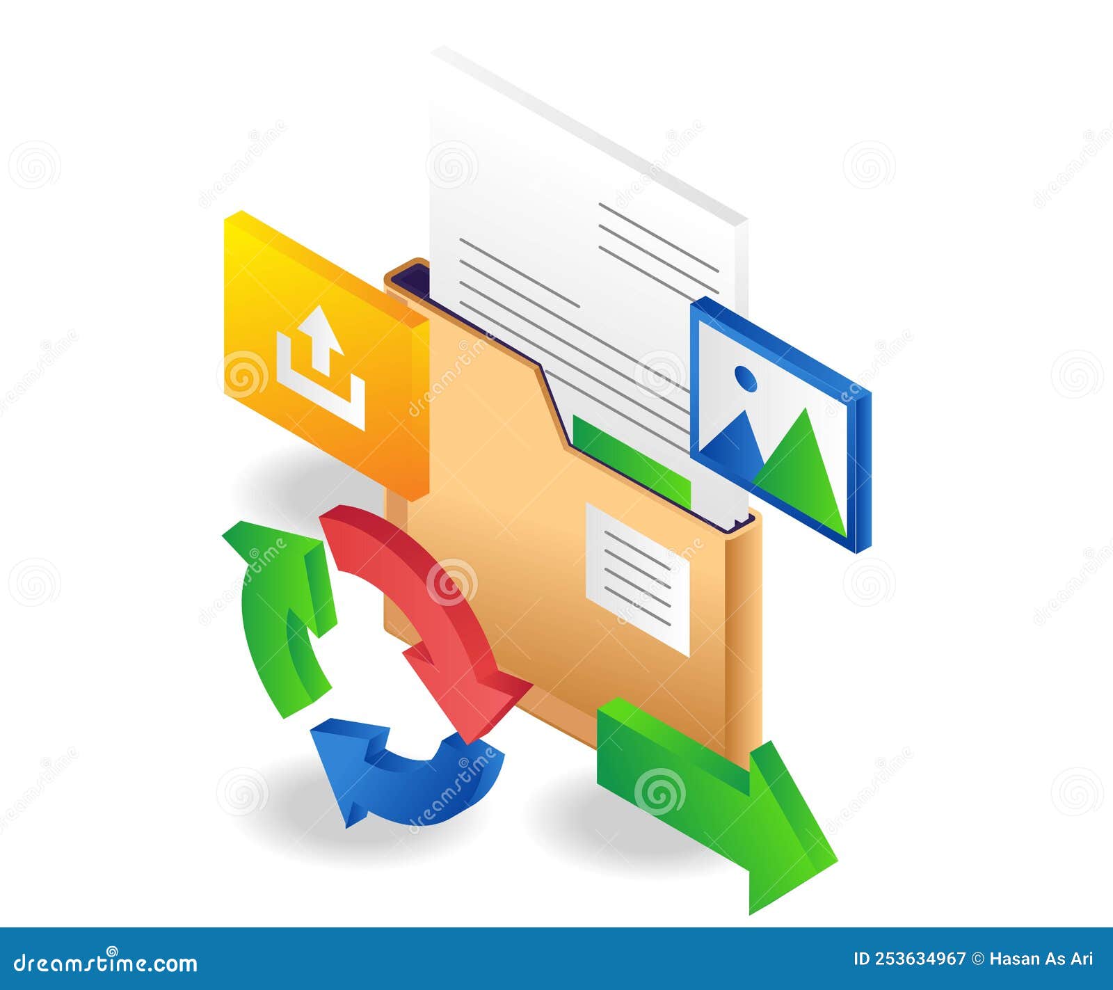 Circulation of Sending Folder Data Stock Illustration - Illustration of ...
