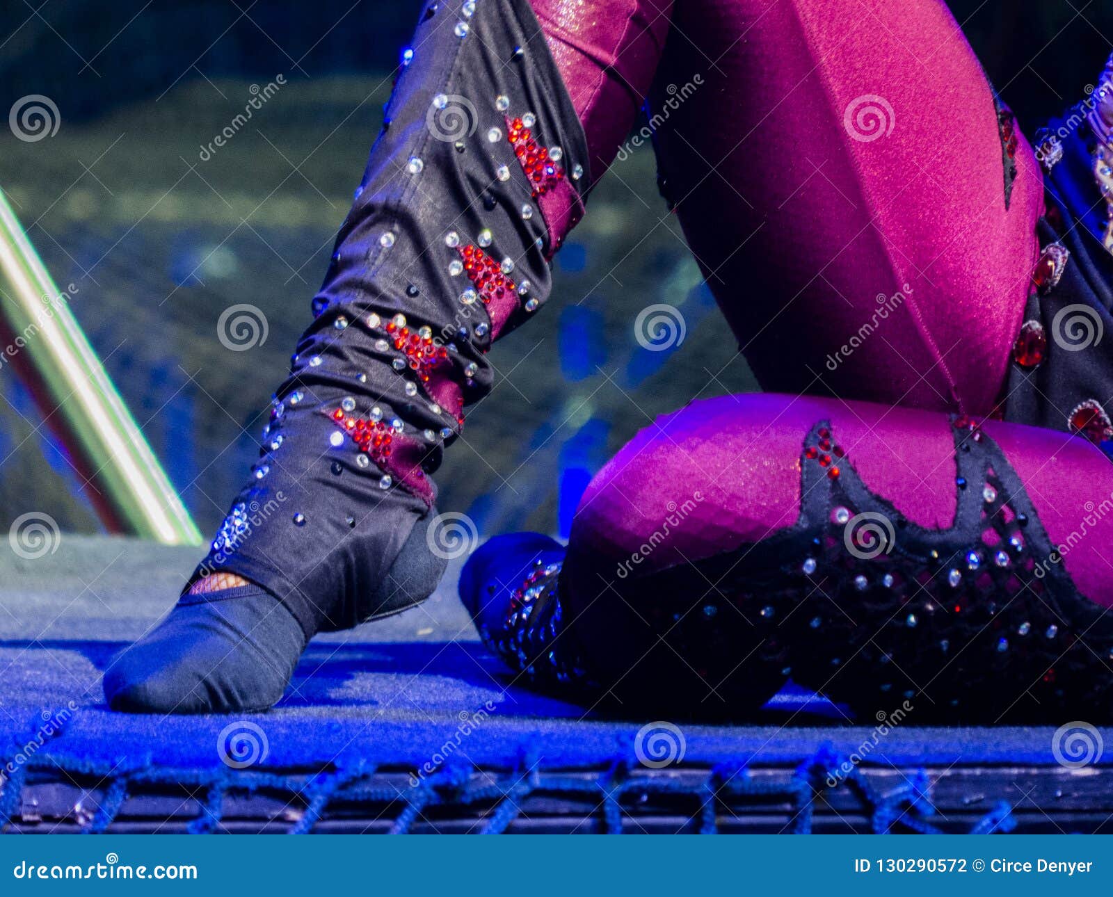 Circus Dancer on a Trampoline during a Performance Editorial ...