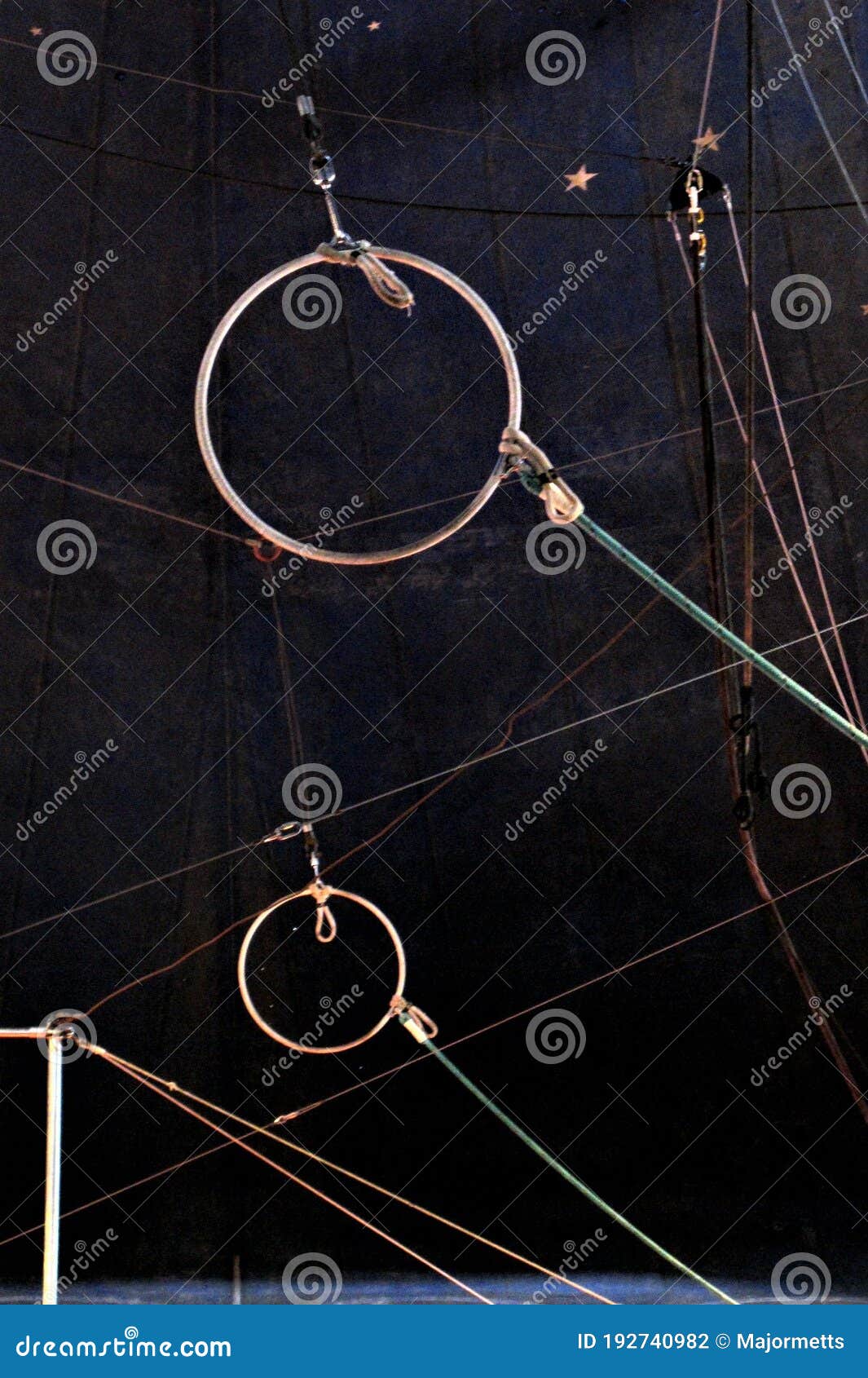 Circus Acrobatic Aerial Rings and Wires Stock Photo - Image of silver ...