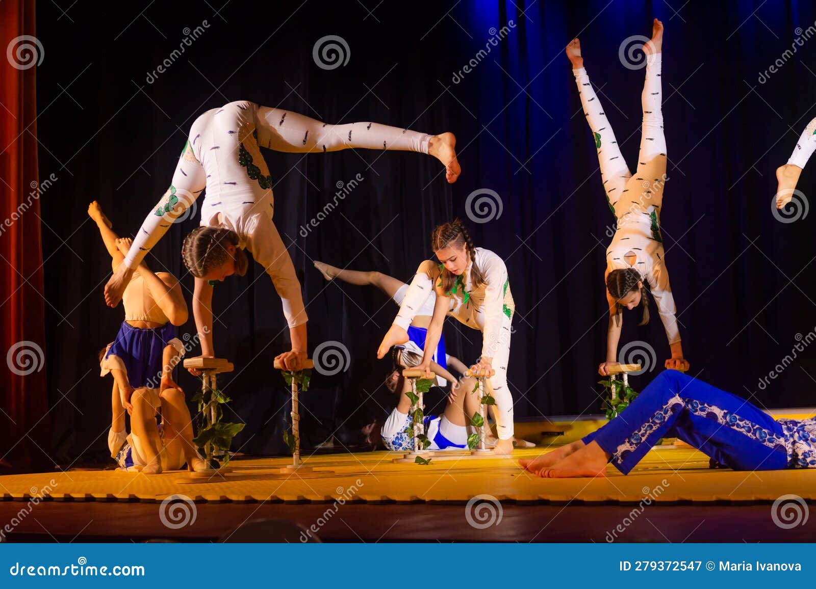 Circus Acrobatics. Beautiful Performance on Stage. Editorial ...