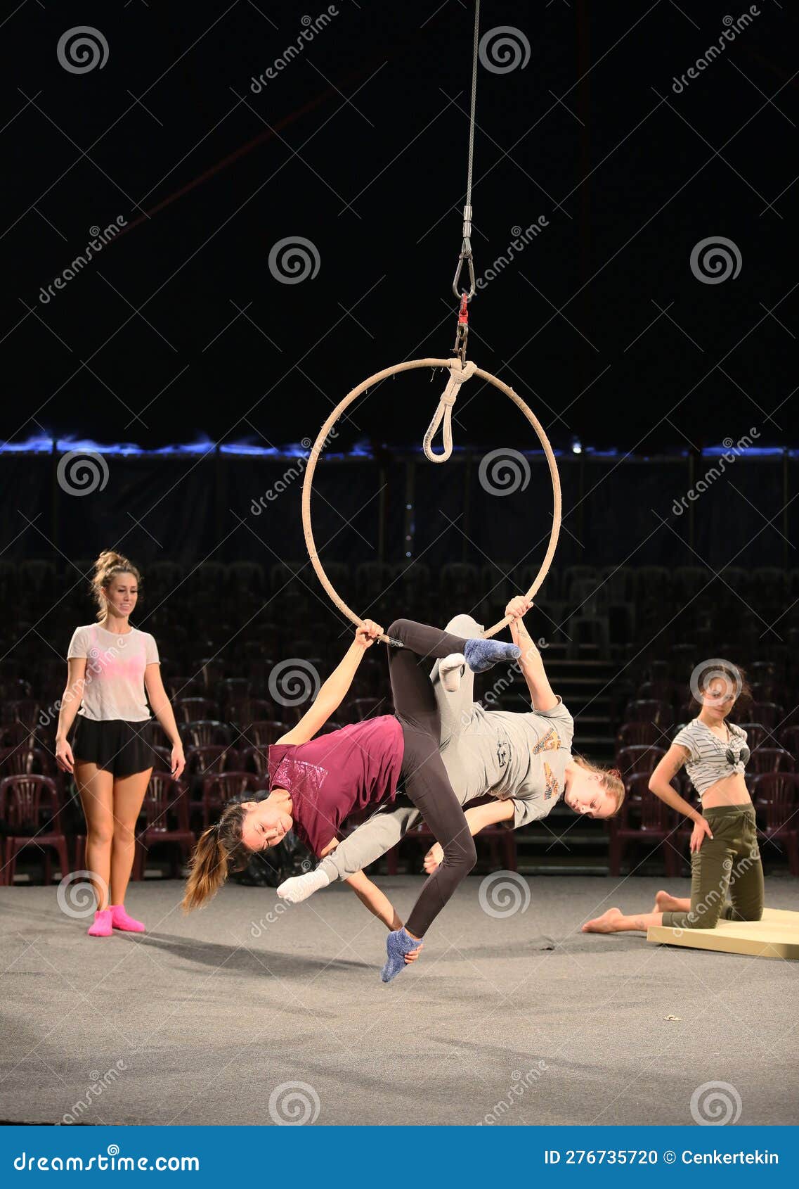 Circus acrobats practicing editorial image. Image of flexibility ...