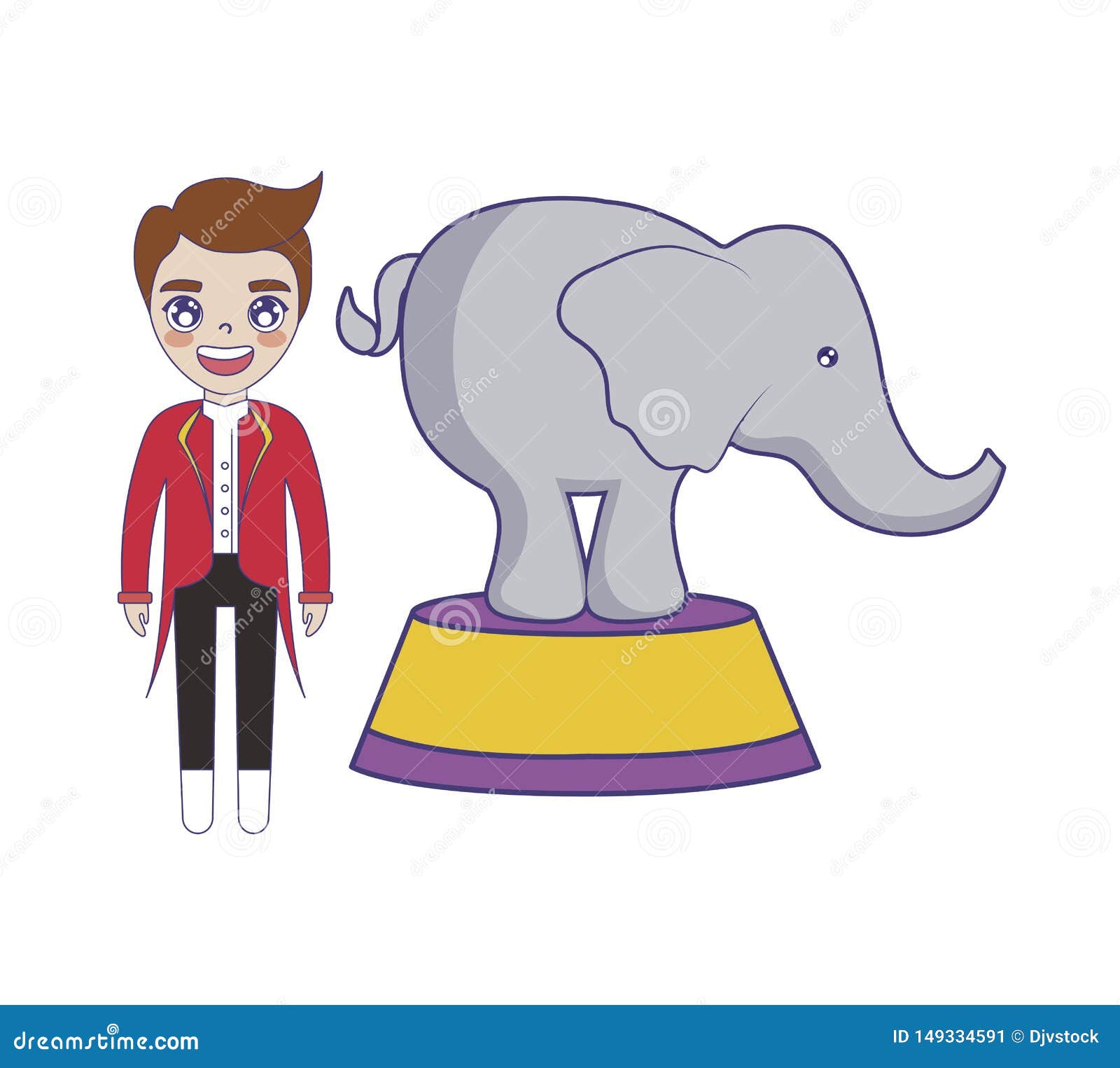 Circus Animal Tamer Male with Elephant Stock Illustration ...