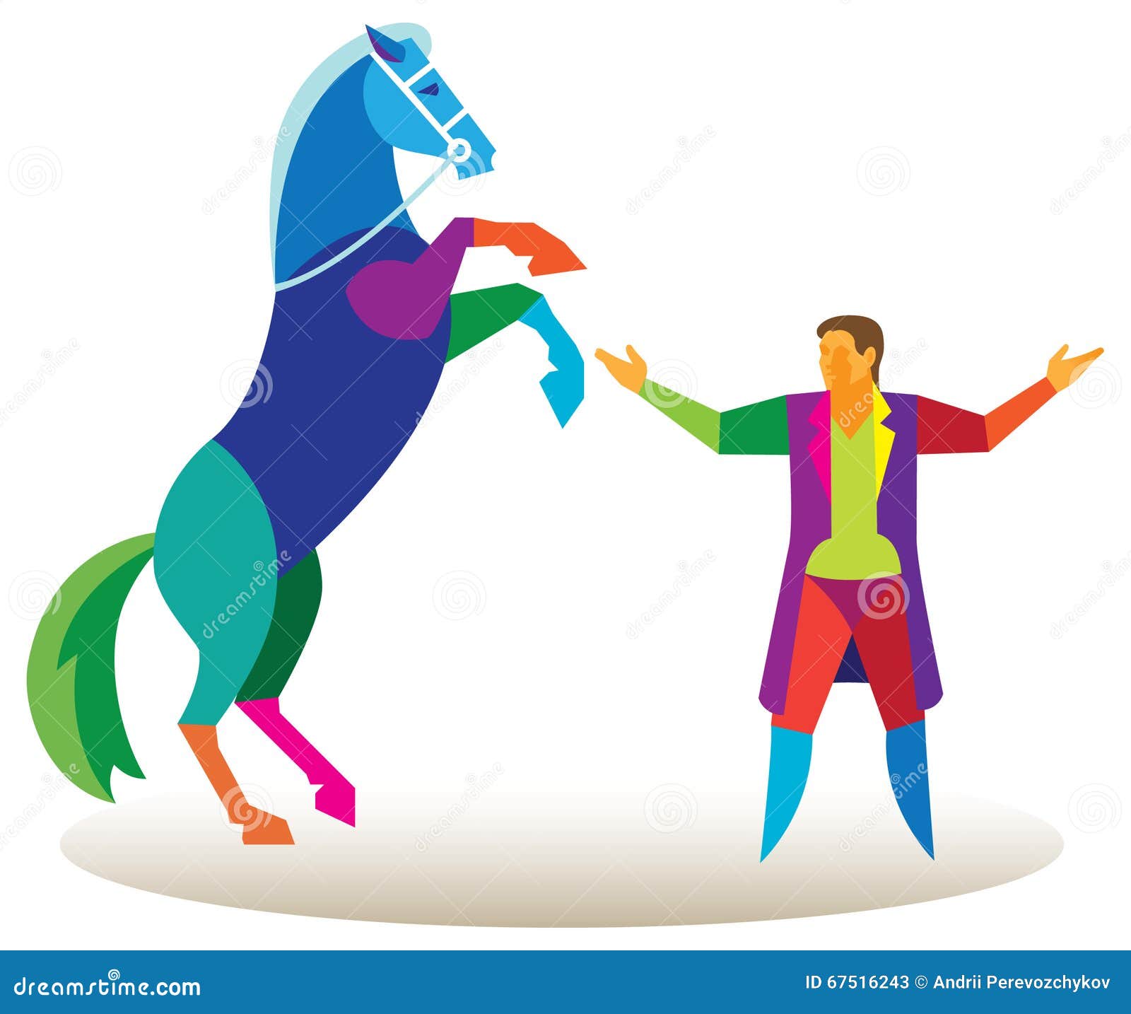 Circus Animal Trainer Performs on Stage with a Horse Stock Vector ...