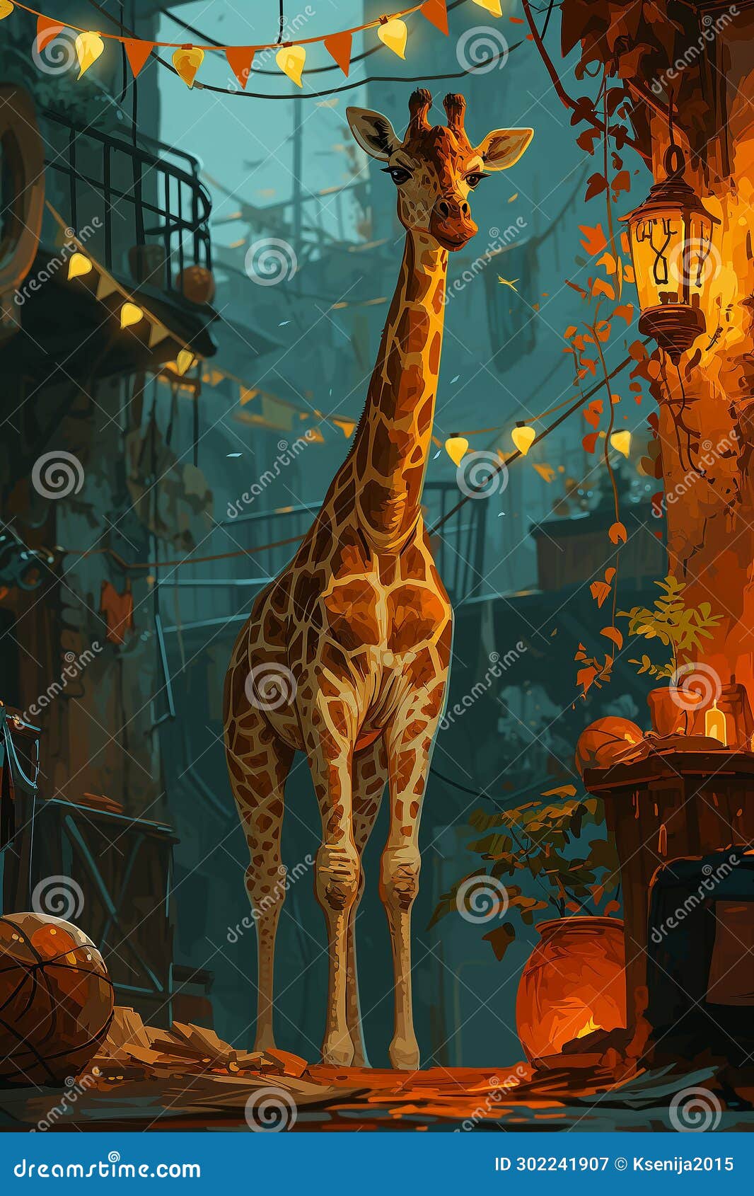 Circus with giraffe stock illustration. Illustration of event - 302241907