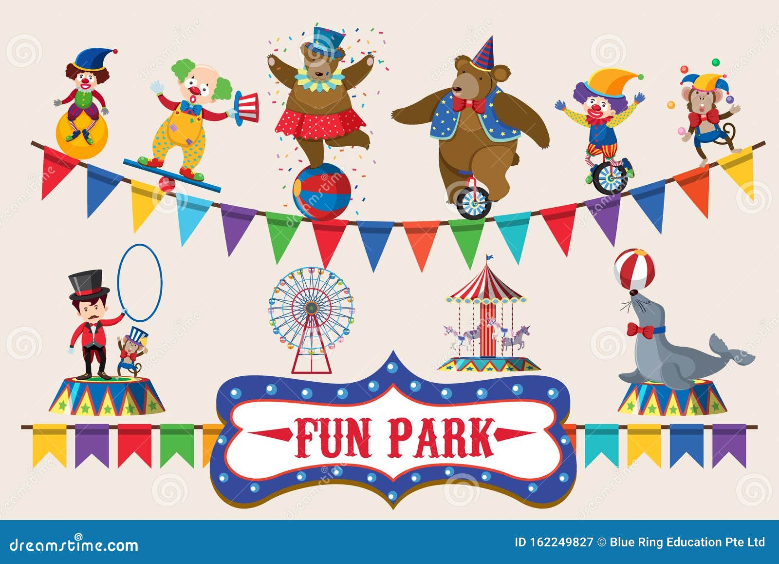 Circus Animals on Poster Design Stock Illustration - Illustration of ...