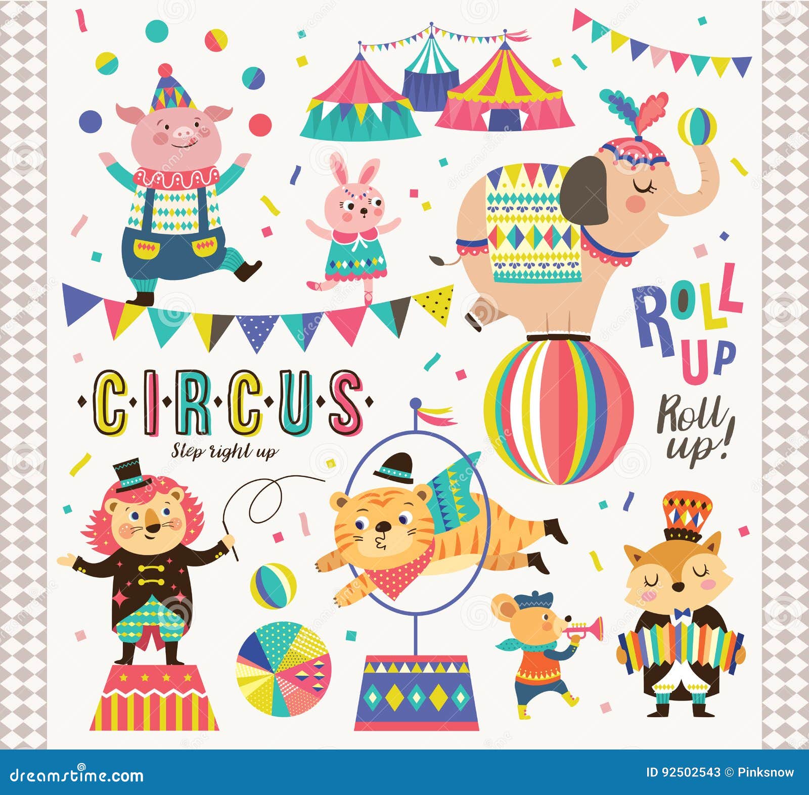 Circus Animals Cartoon Vector | CartoonDealer.com #54967705
