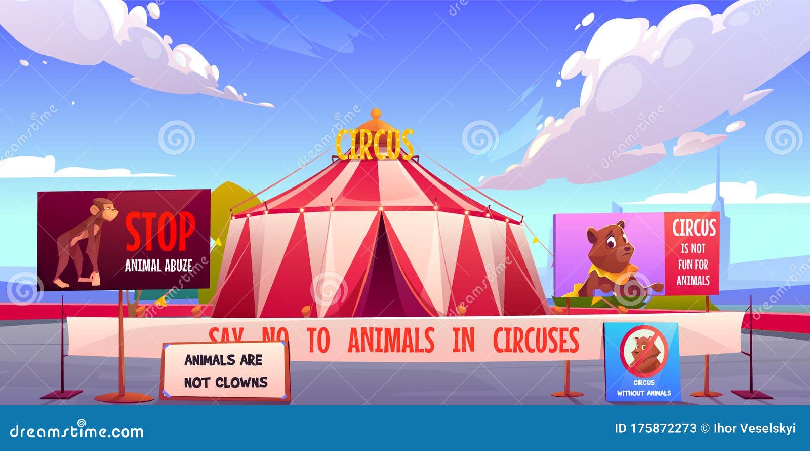 Circus without Animals, Stop Pets Abuse Concept Stock Illustration ... Circus without Animals, Stop Pets Abuse Concept Stock Illustration ...
