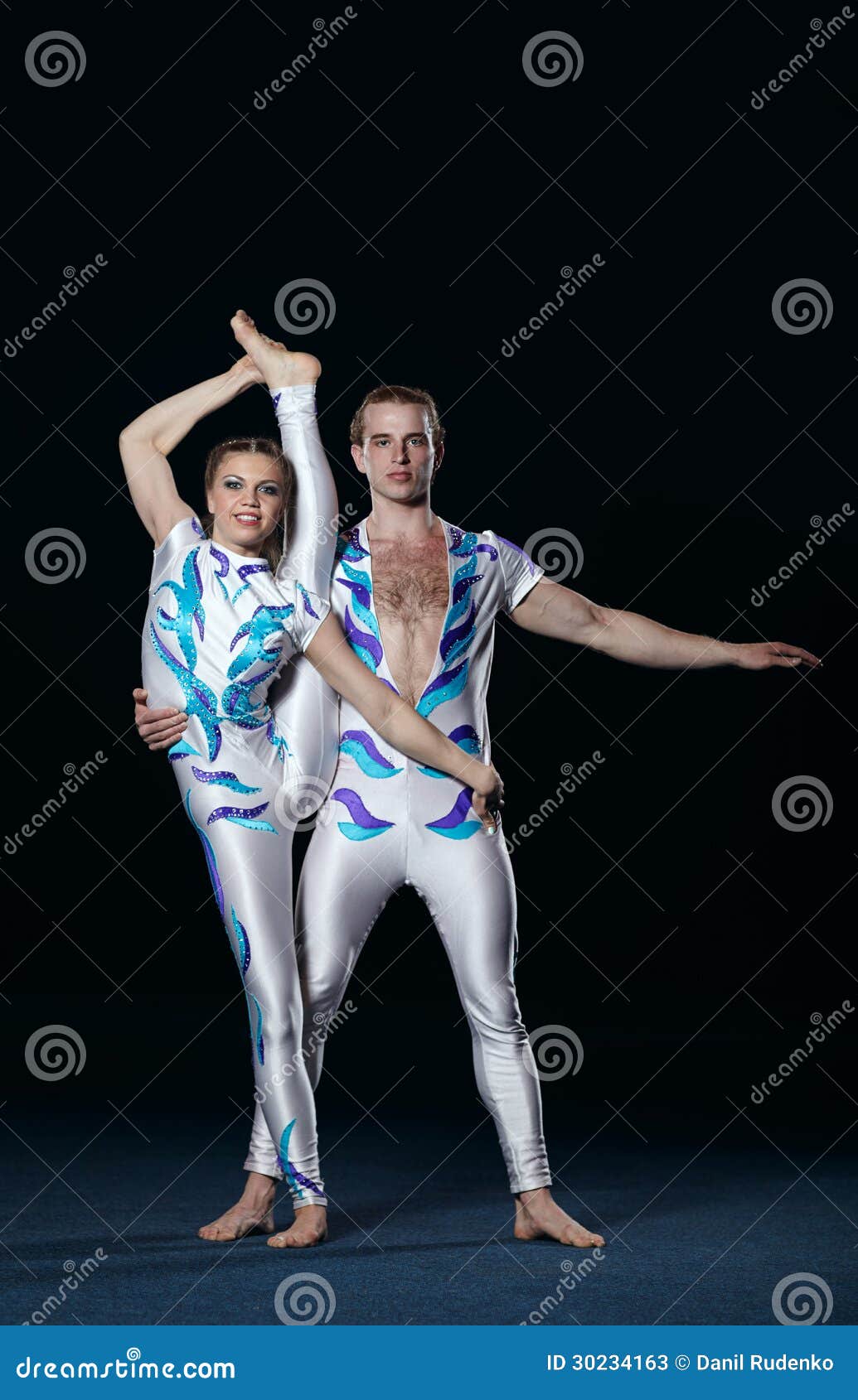 Circus Artists Perform Different Tricks. Stock Image - Image of slim ...