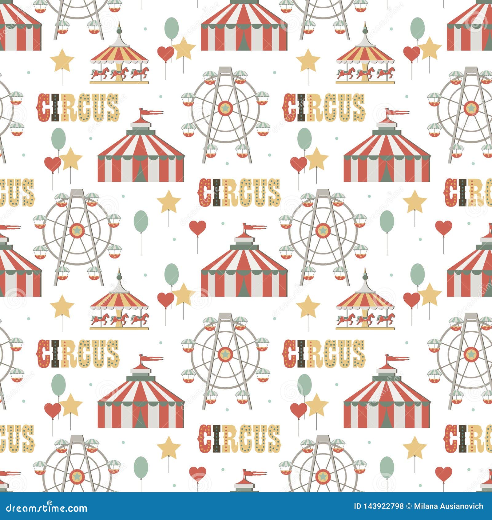 Circus Background. Element of Seamless Pattern. Simple Objects Set ...